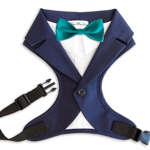 Navy Blue Dog Tuxedo, Dog Wedding Suit Harness, Formal Dog Tuxedo ...
