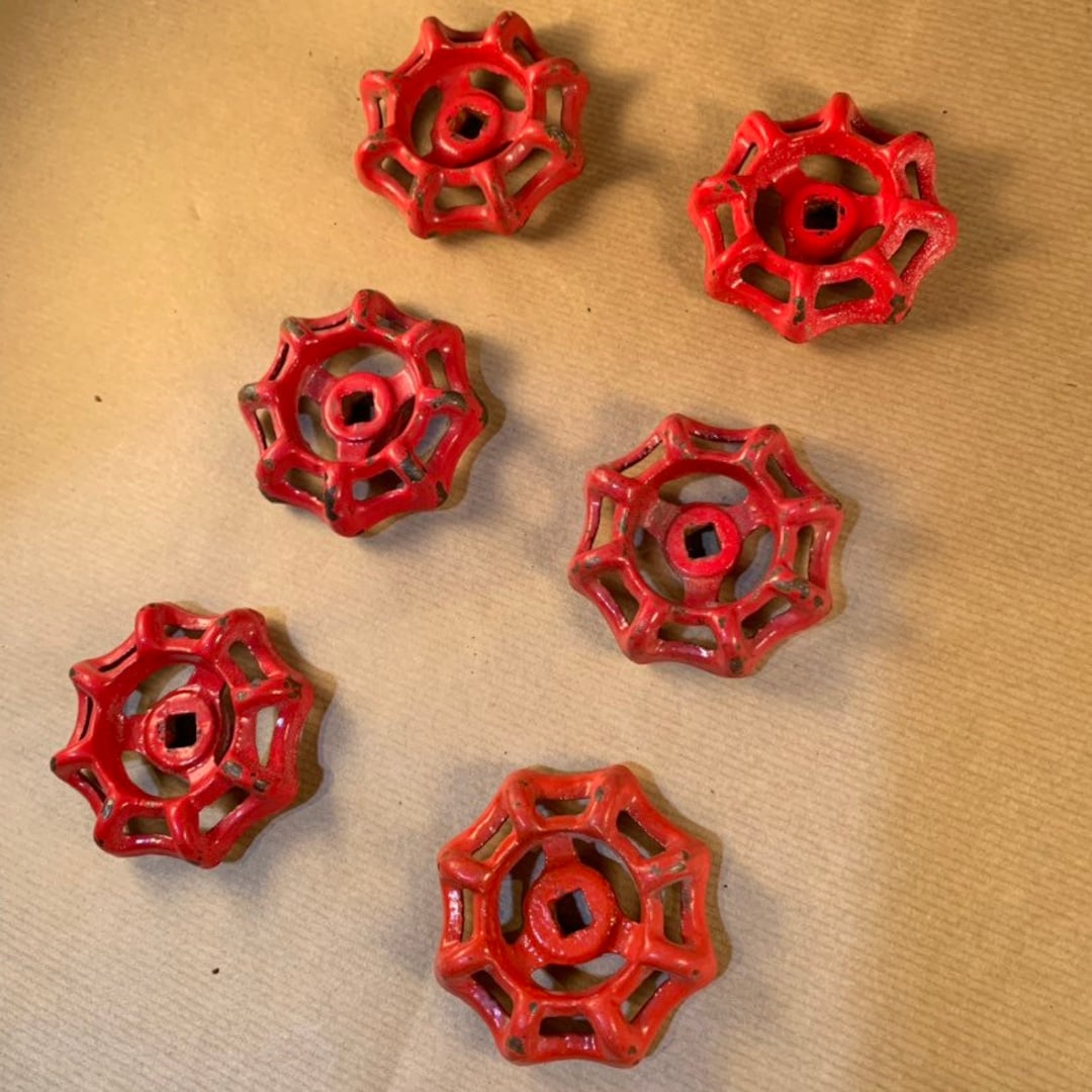 Vintage Red Valve Handles Set of Six - Etsy