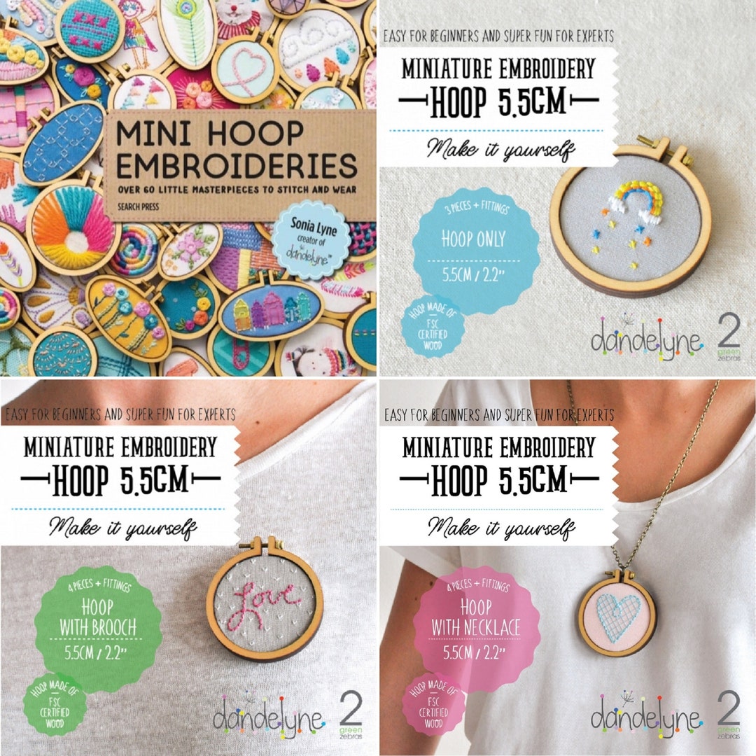 Dandelyne Mini 2.2 Inch Wooden Embroidery Hoop, Brooch DIY Set ...