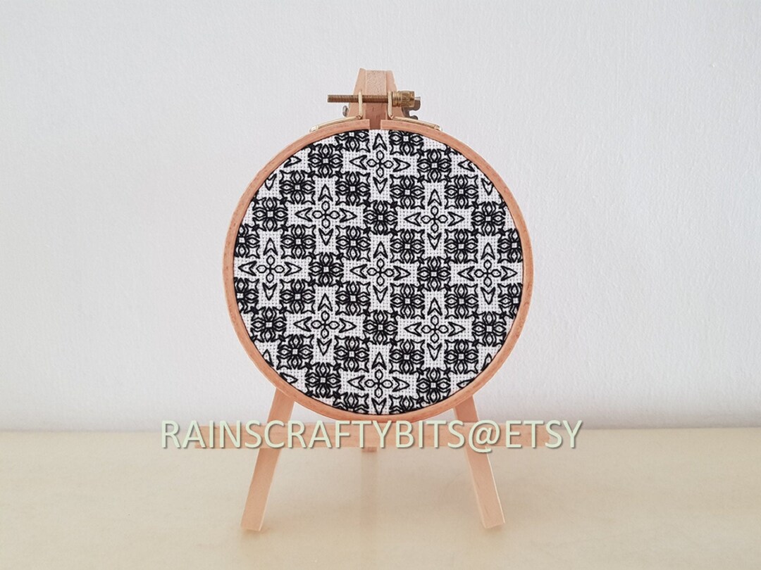 Blackwork Geometric Embroidery 5 Inch Hoop Art (1), Handmade Decorative ...