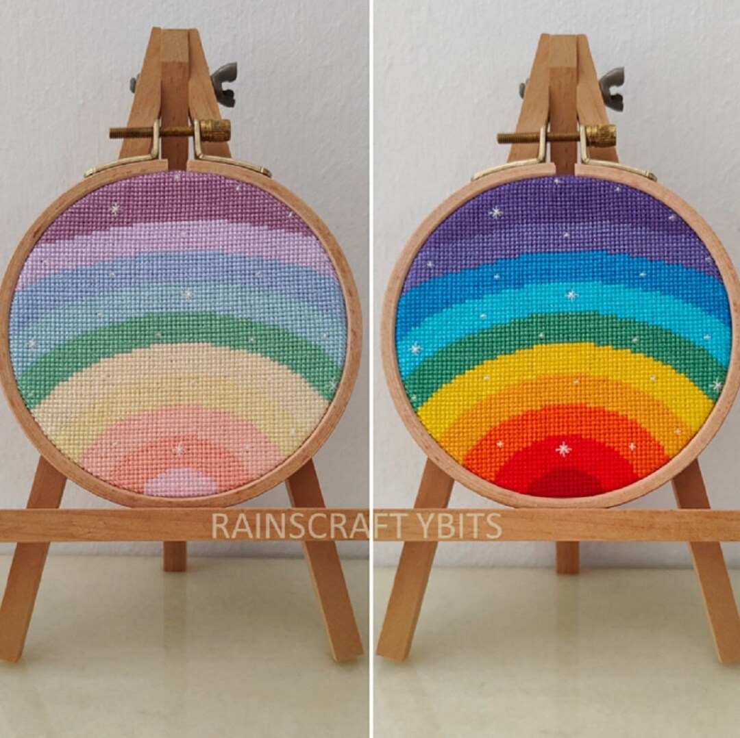Rainbow 4 Inch Hoop Art, Handmade Decorative Gift Item for Display - Etsy