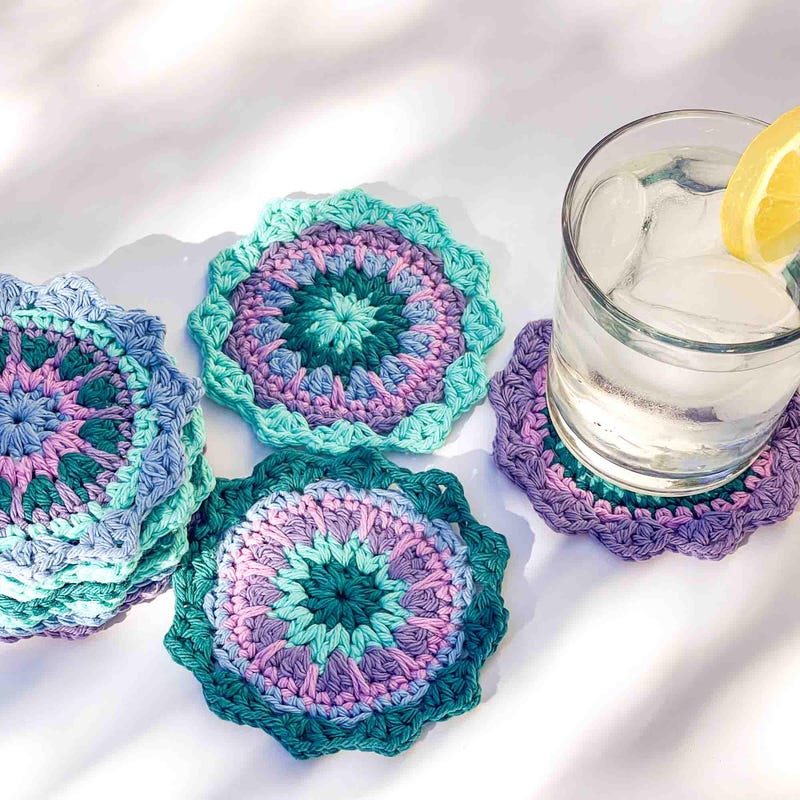 Crochet Coaster Set - Etsy