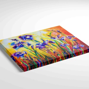 Iris Floral Canvas Print: Abstract Oil Painting, Maximalist Wall Art - Etsy