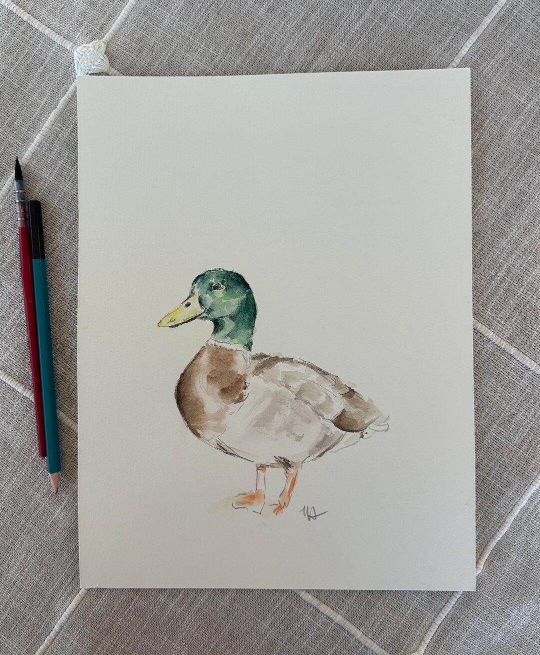 Original MALLARD DUCK Watercolor Painting, Fine Art, Vintage, Wildlife ...