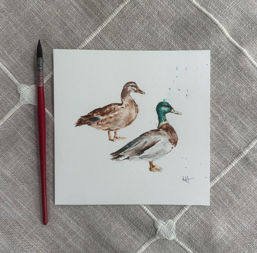 Original MALLARD DUCK Watercolor Painting, Fine Art, Vintage, Wildlife ...