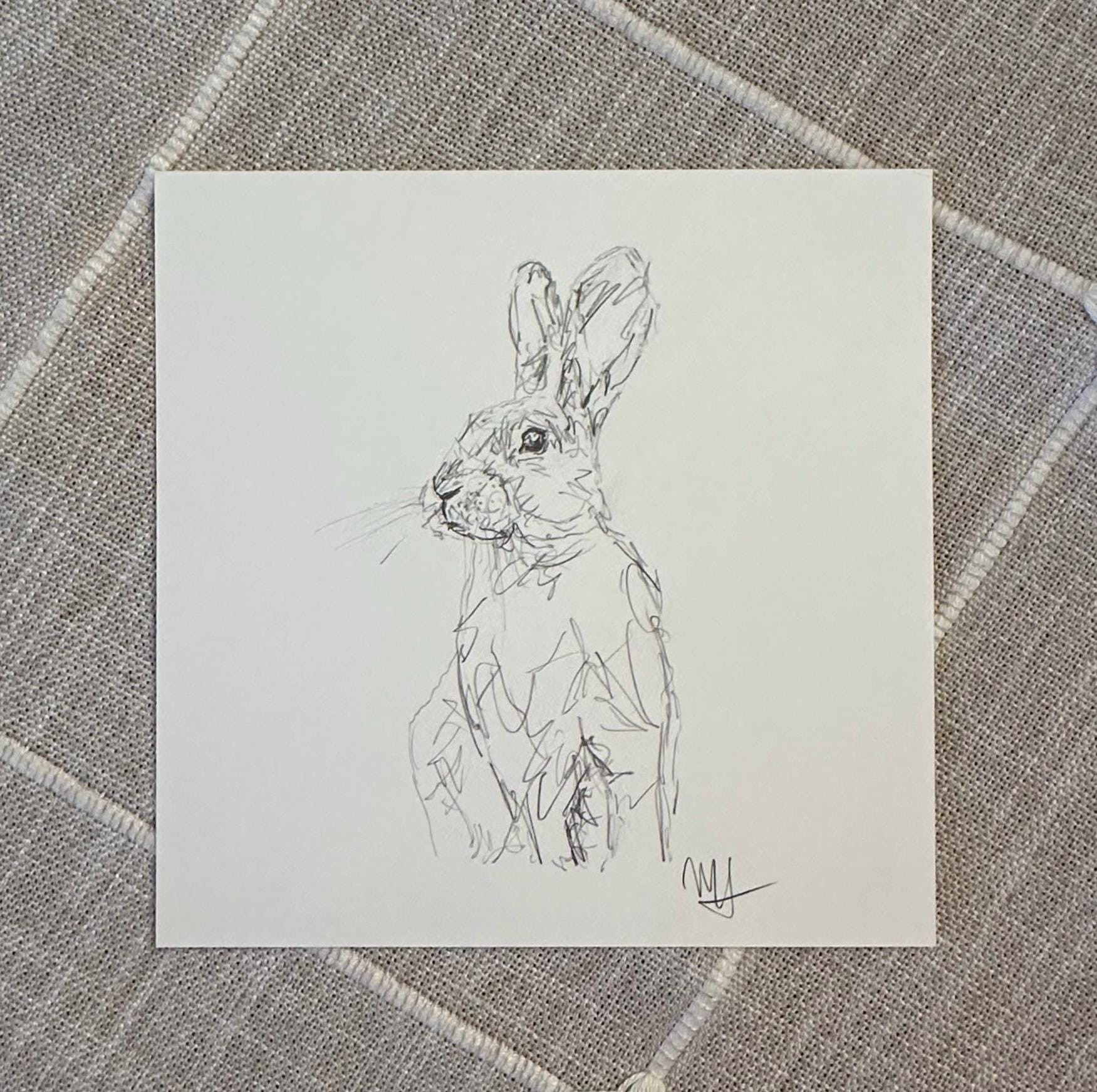 Original Bunny Rabbit Drawing, Nursery Fine Art, Wildlife Art ...