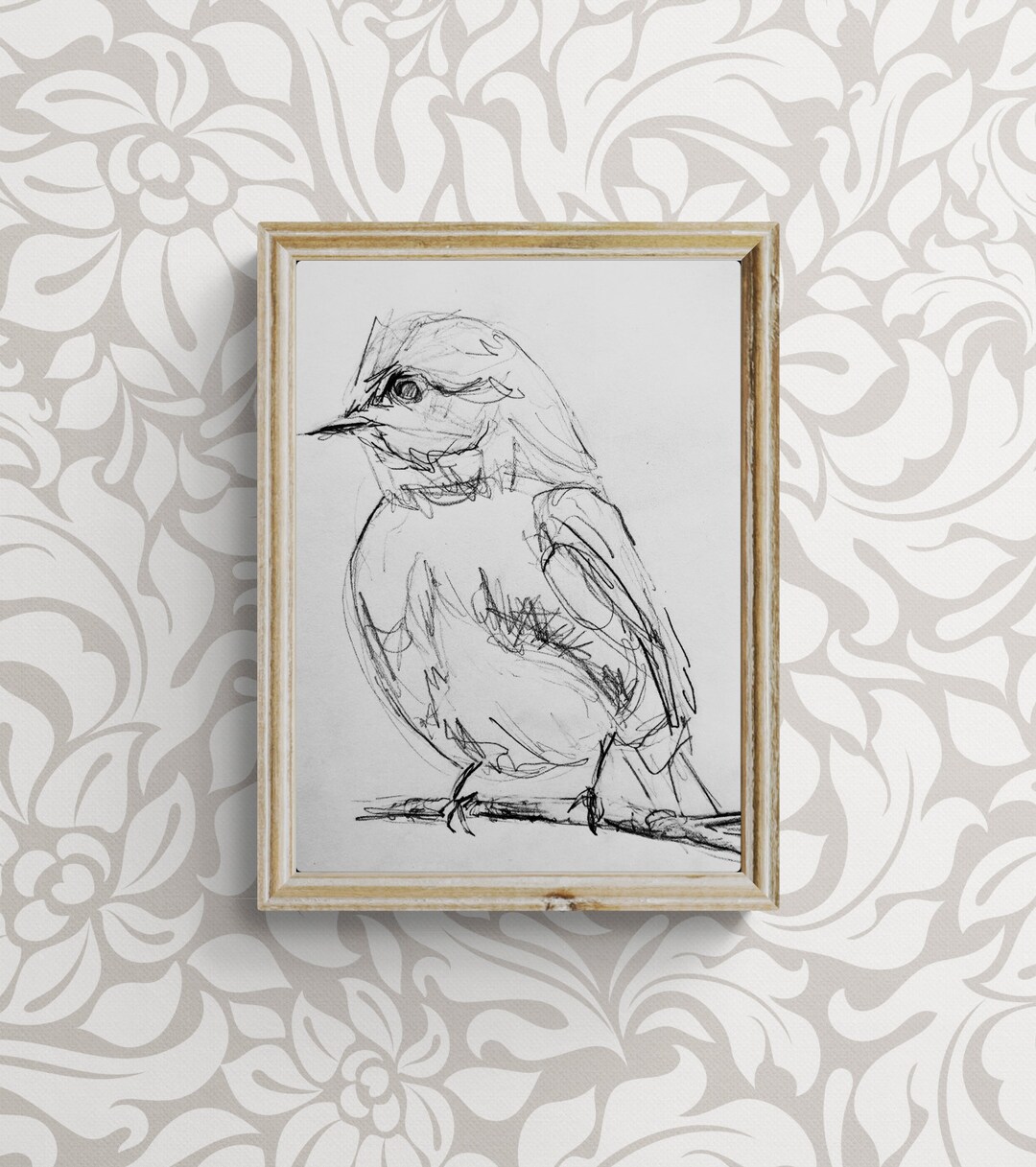 Original Bird Pencil Drawing, Fine Art, Bird Print, Minimalist Wall Art ...
