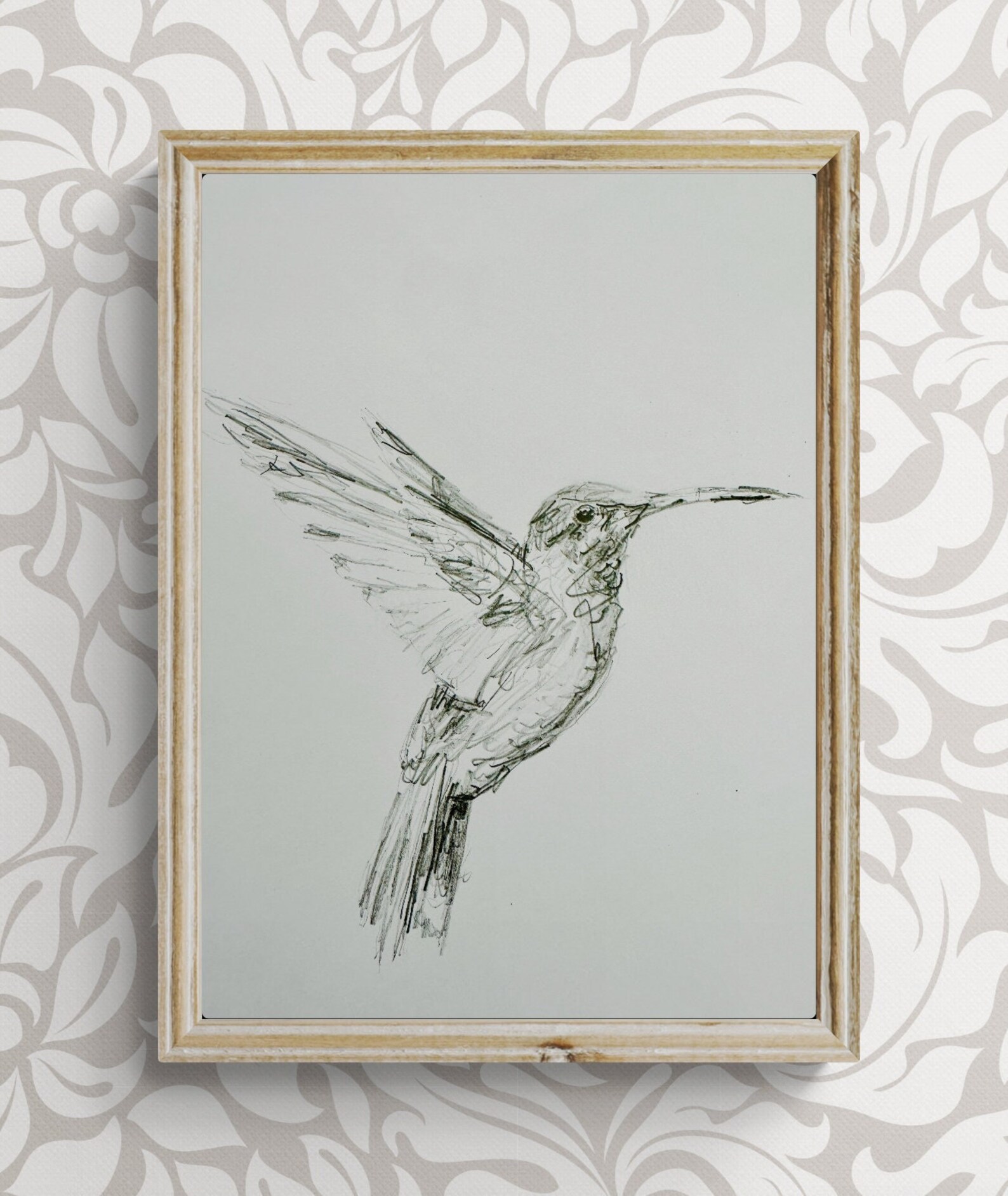 Original Hummingbird Pencil Drawing, Fine Art, Hummingbird Print ...