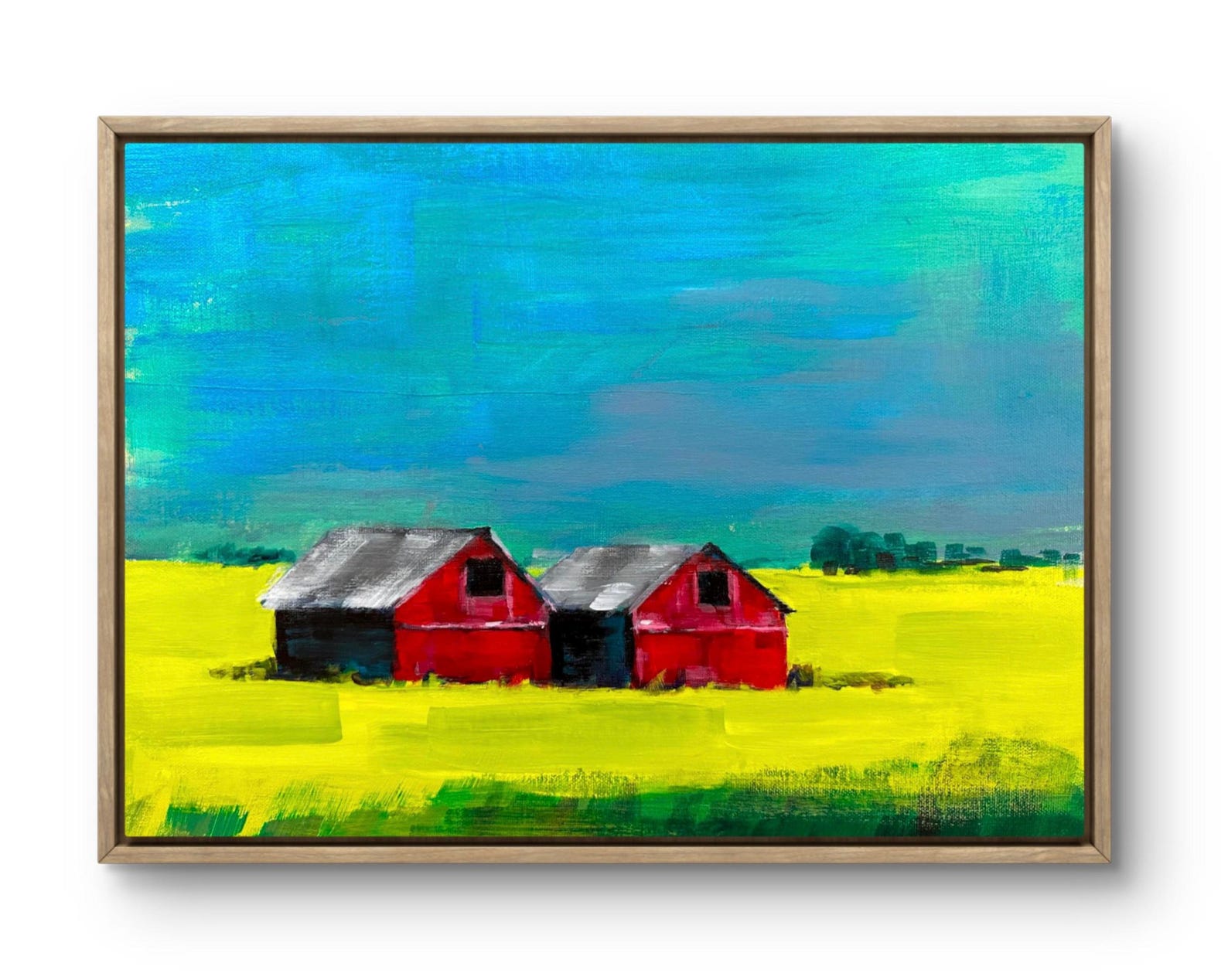 Original FARM LANDSCAPE Acrylic Painting, Digital Print, Fine Art, Barn ...