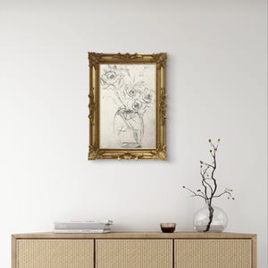 Original Abstract FLOWER VASE Pencil Drawing, Digital Print, Fine Art ...