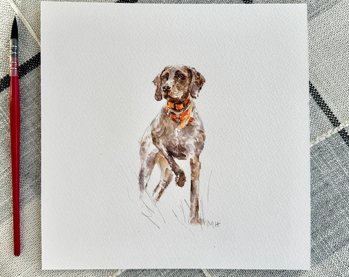 Original HUNTING DOG Watercolor Painting, Fine Art, Vintage, Wildlife ...