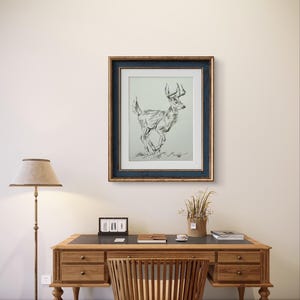 Original DEER BUCK Drawing, Digital Print, Fine Art, Minimalist ...