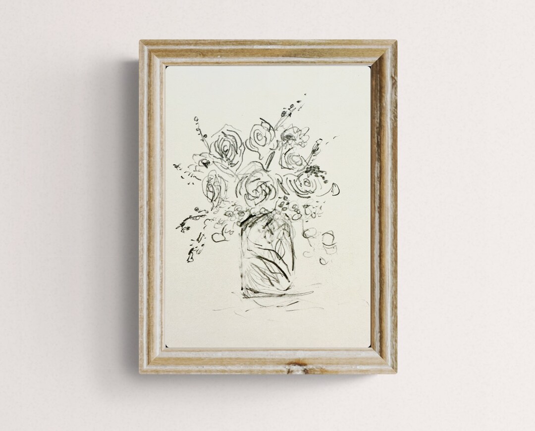 Original Abstract Pencil Drawing of Flower Vase Fine Art - Etsy