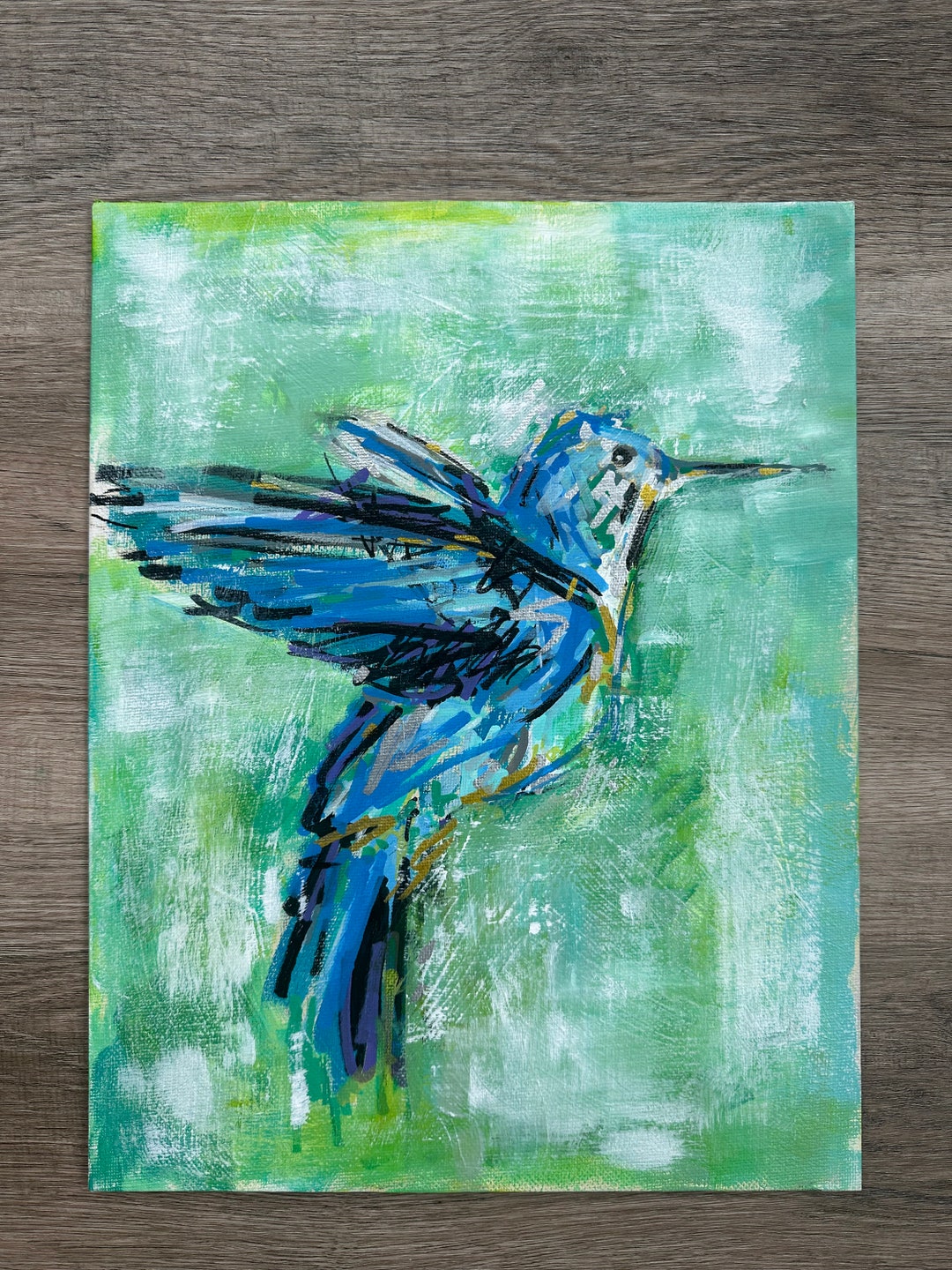 Original Hummingbird Painting on Canvas Board, Fine Art, 11x14, Bird ...