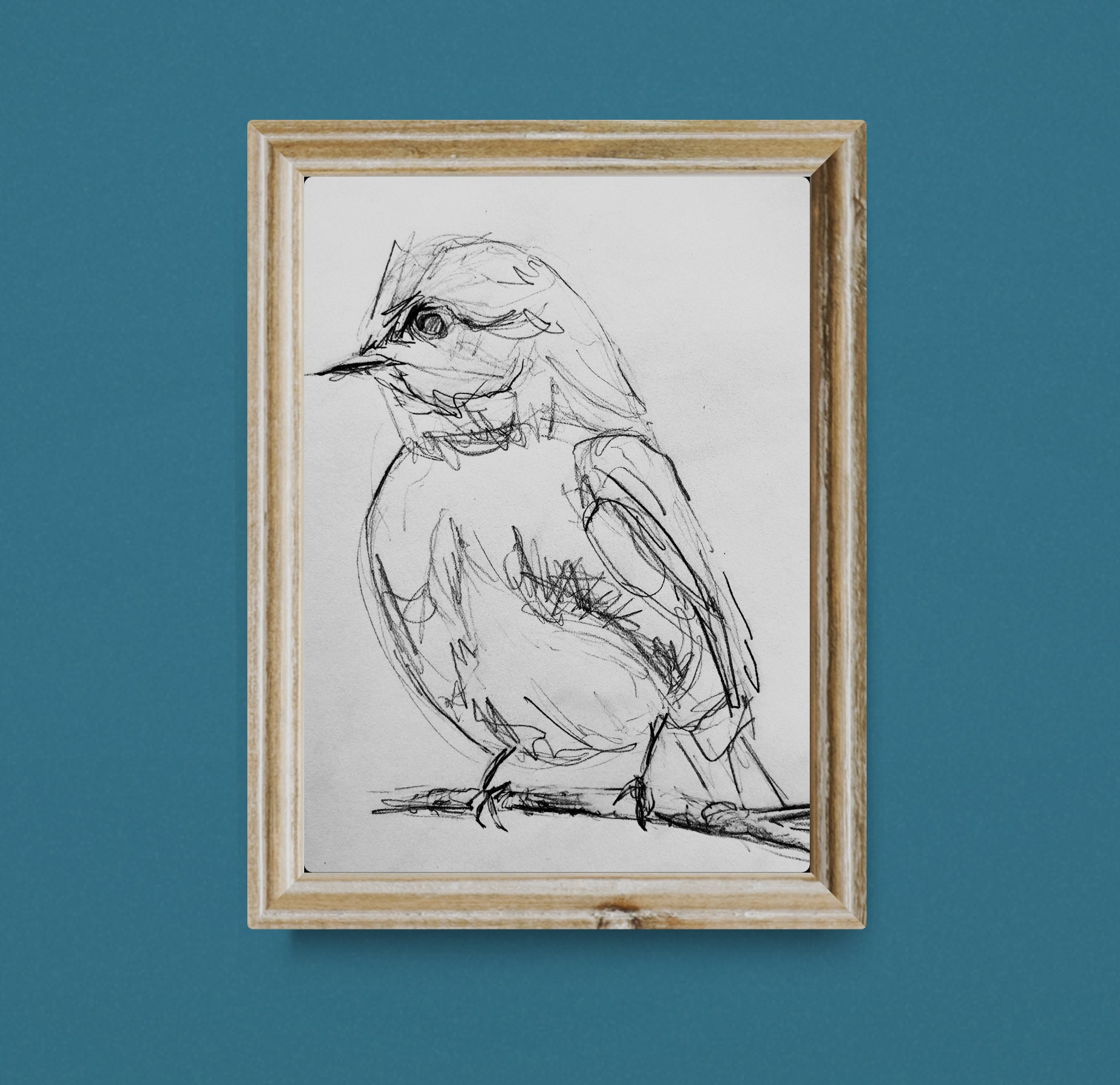 Original Bird Pencil Drawing, Fine Art, Bird Print, Minimalist Wall Art ...