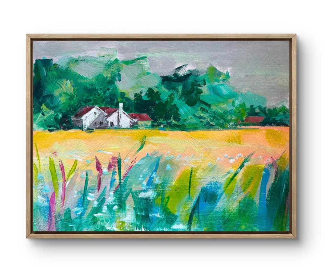 Original LANDSCAPE FARM Acrylic Painting, Fine Art - Etsy