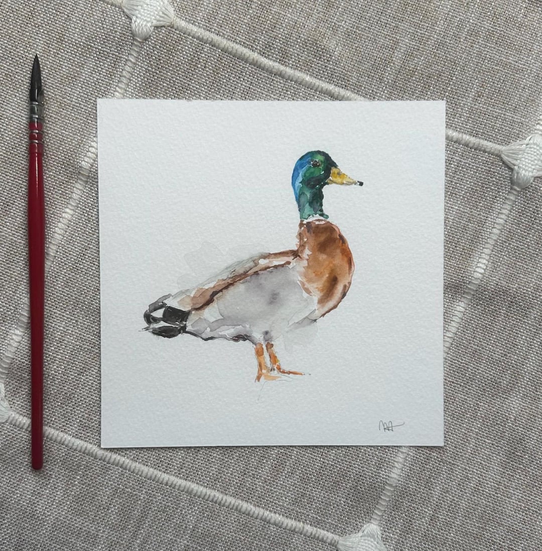 Original MALLARD DUCK Watercolor Painting, Fine Art, Vintage, Wildlife ...