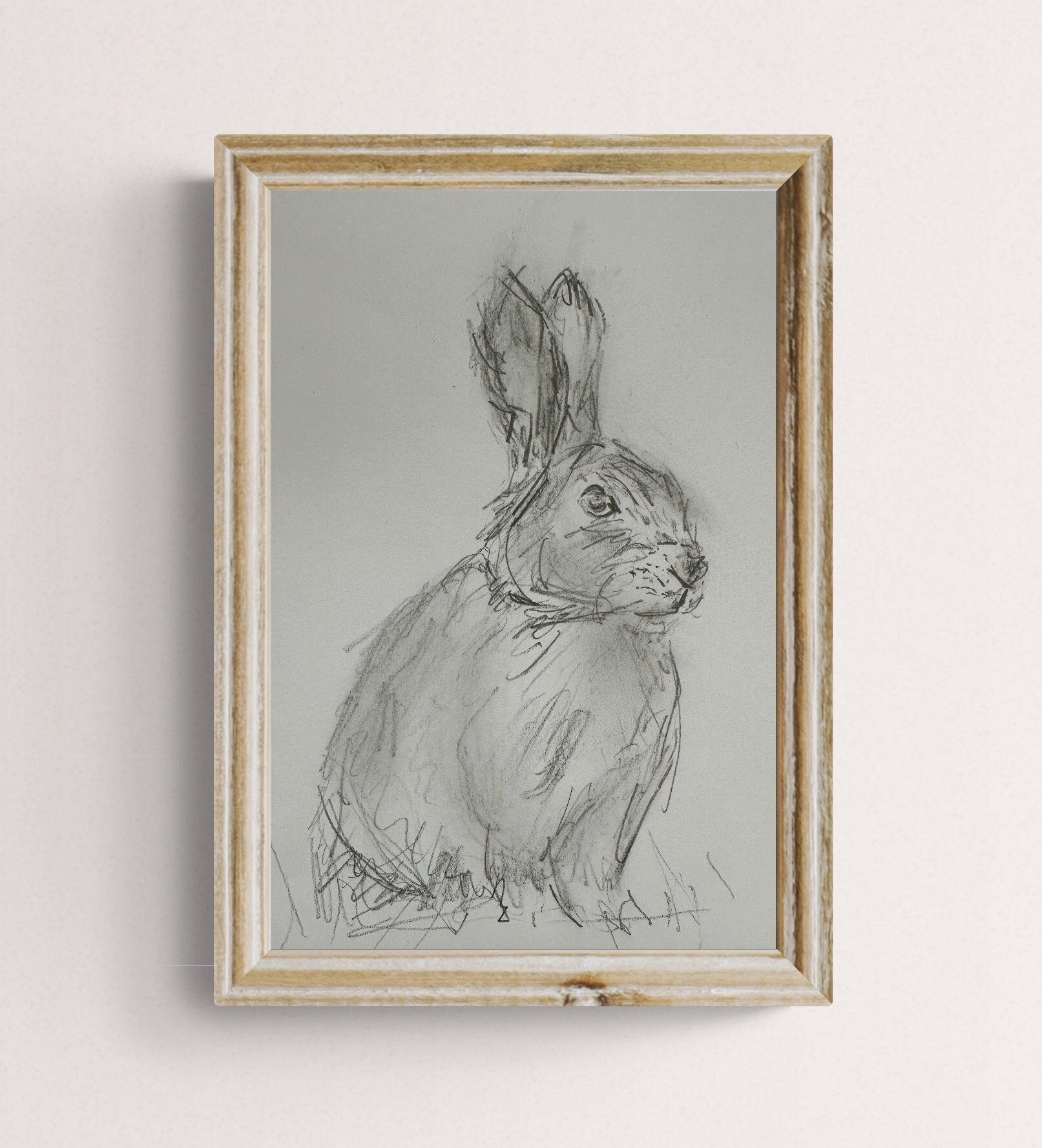 Original Pencil Drawing of Bunny, Fine Art, Bunny Print, Minimalist ...