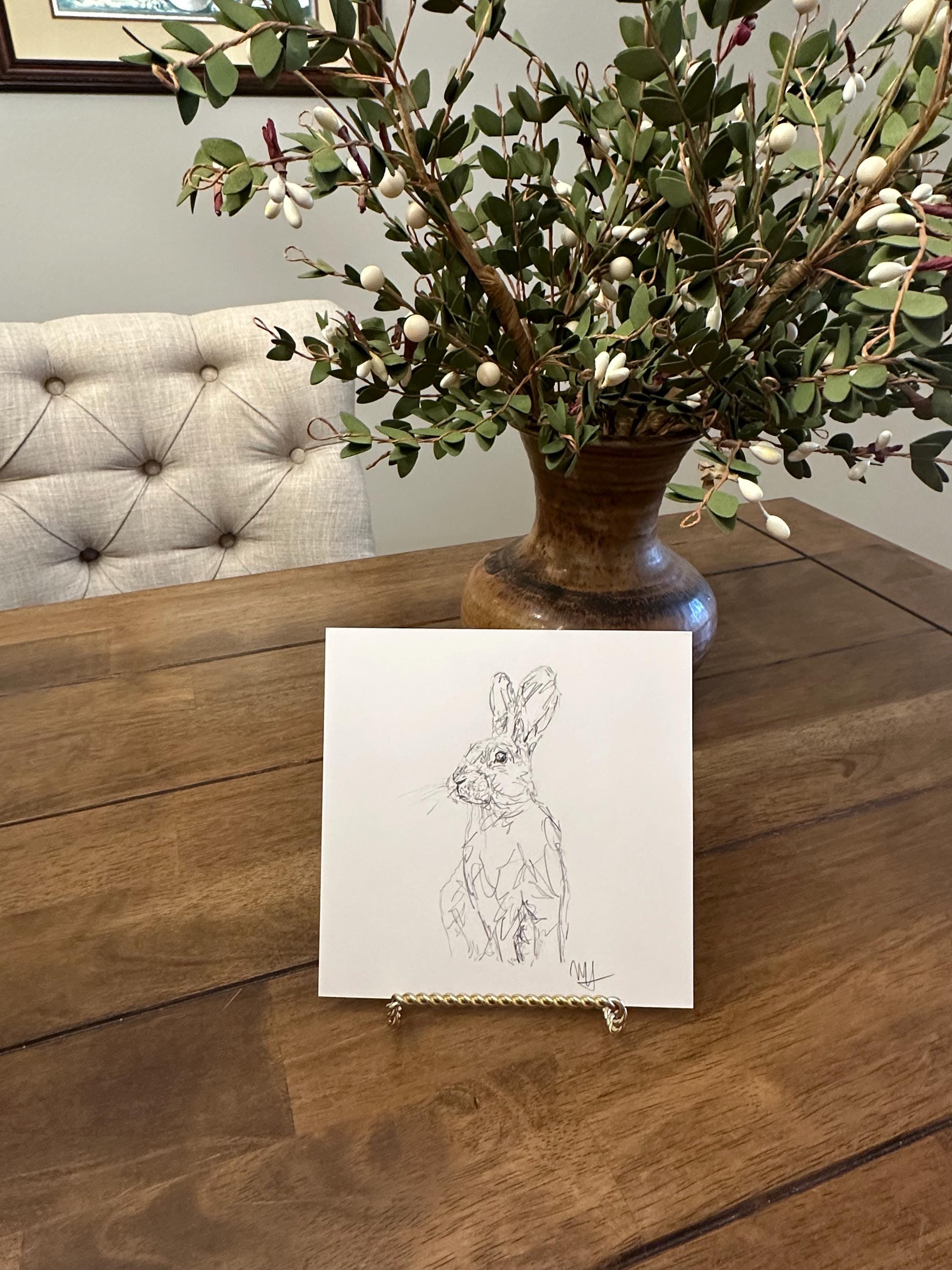 Original Bunny Rabbit Drawing, Nursery Fine Art, Wildlife Art ...