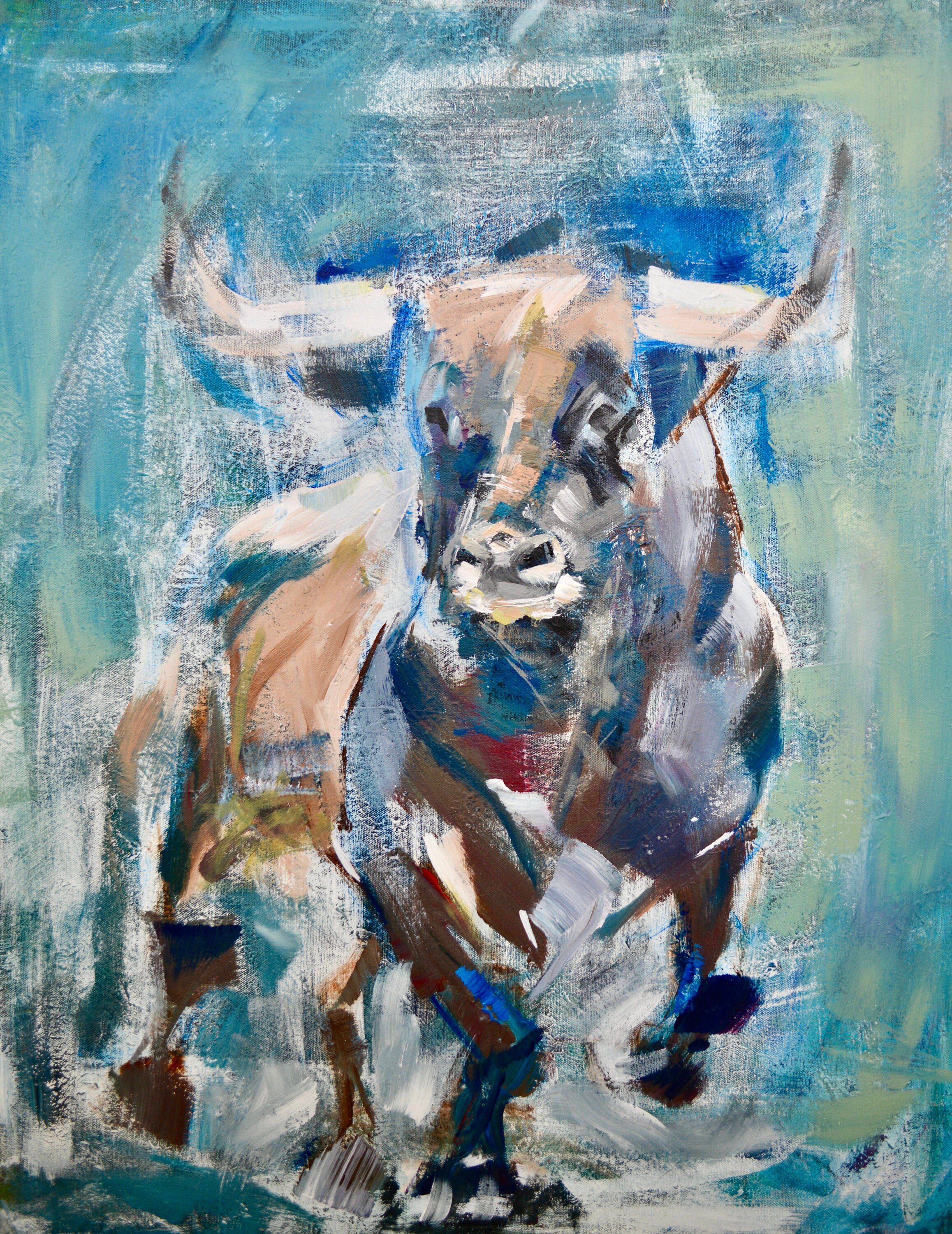 Original Abstract Bull Painting, Western, Digital Print, Fine Art - Etsy