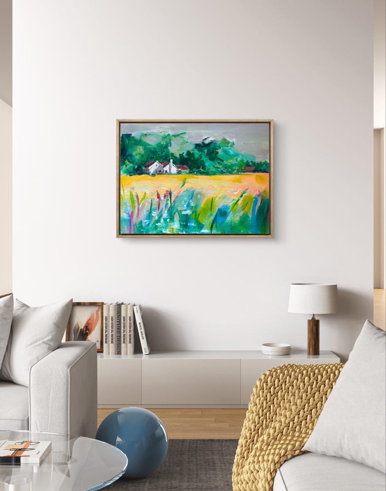 Original LANDSCAPE FARM Acrylic Painting, Fine Art - Etsy