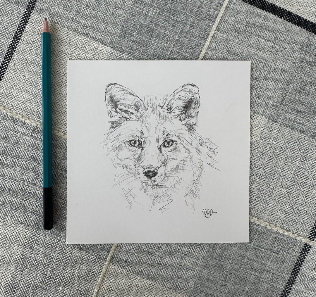 Original Fox Drawing, Fine Art, Wildlife Art, 6x6 - Etsy