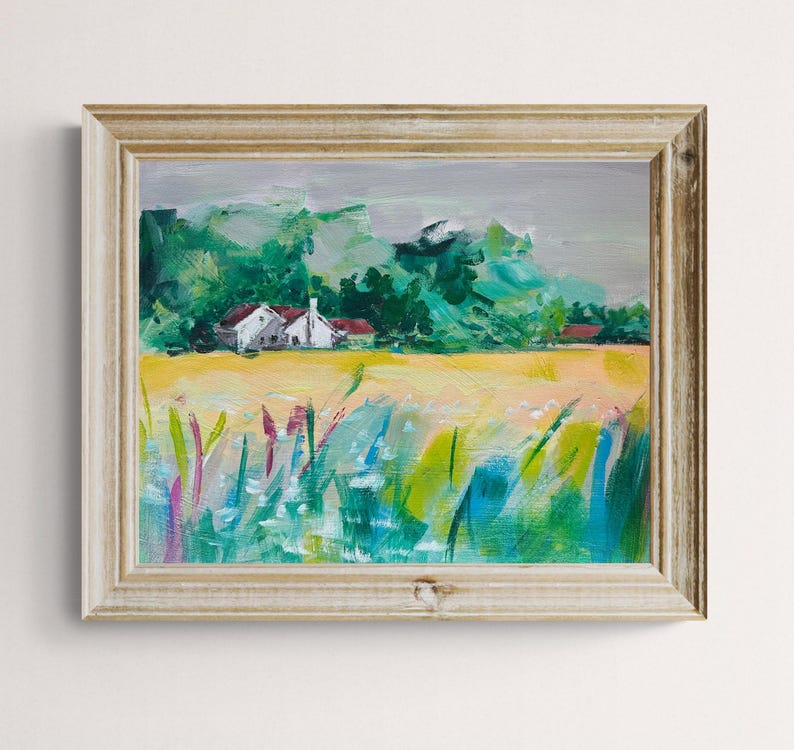 Original LANDSCAPE FARM Acrylic Painting, Fine Art - Etsy