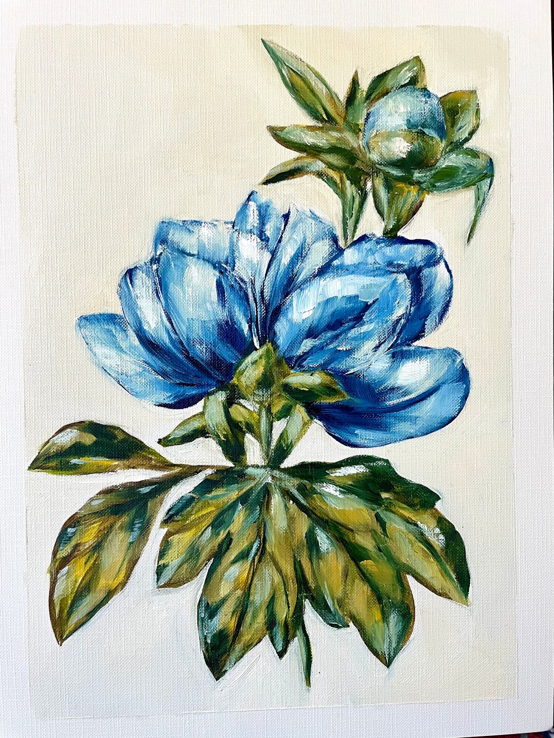 Blue Flower Oil Painting - Etsy