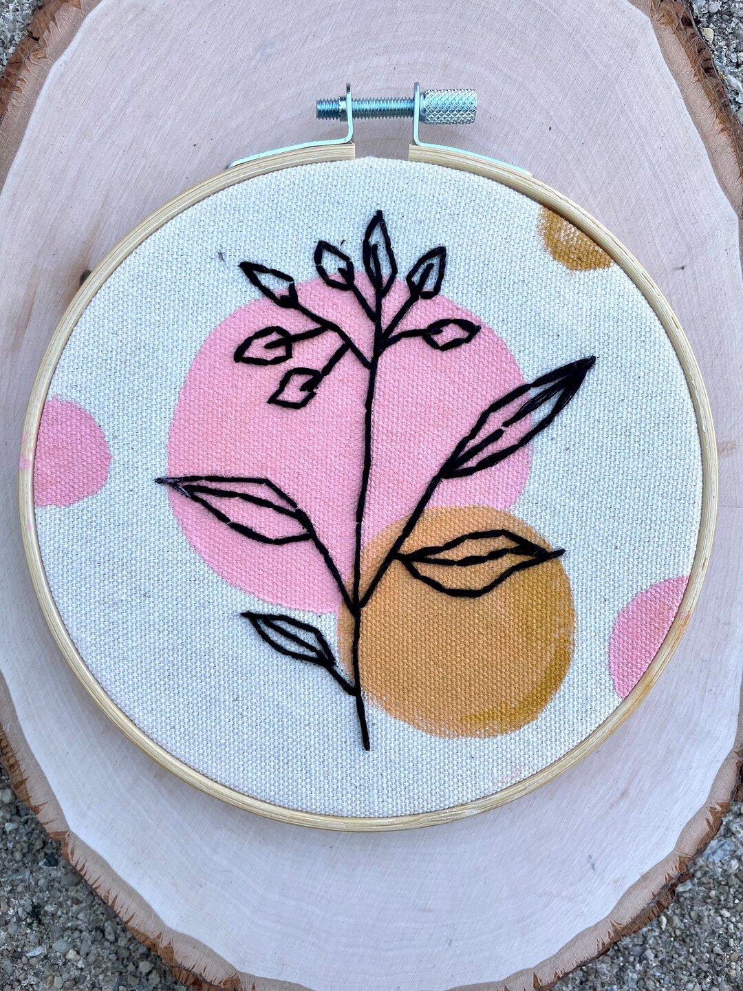 Hand Embroidered Plant With Paint - Etsy