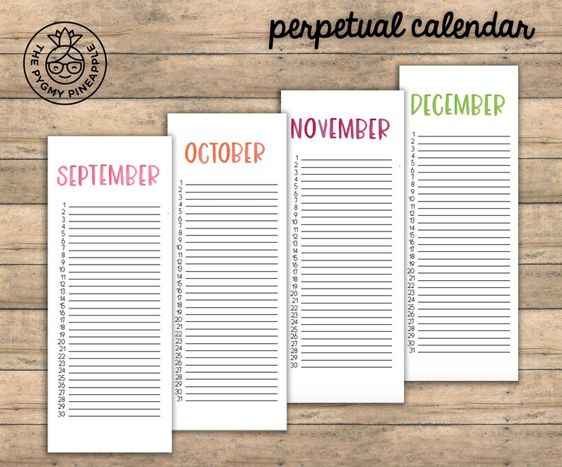 Hand Lettered Watercolor Perpetual Birthday Anniversary Calendar - Etsy