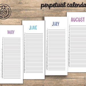 Hand Lettered Watercolor Perpetual Birthday Anniversary Calendar - Etsy