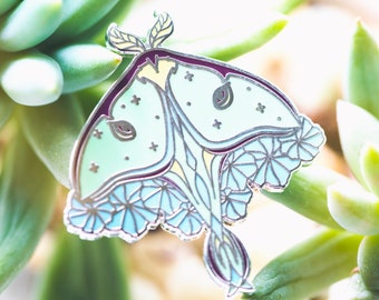 Moth Floral Enamel Pin, Butterfly Pin, Bug Insect Pin, Moth Pin, Flower ...
