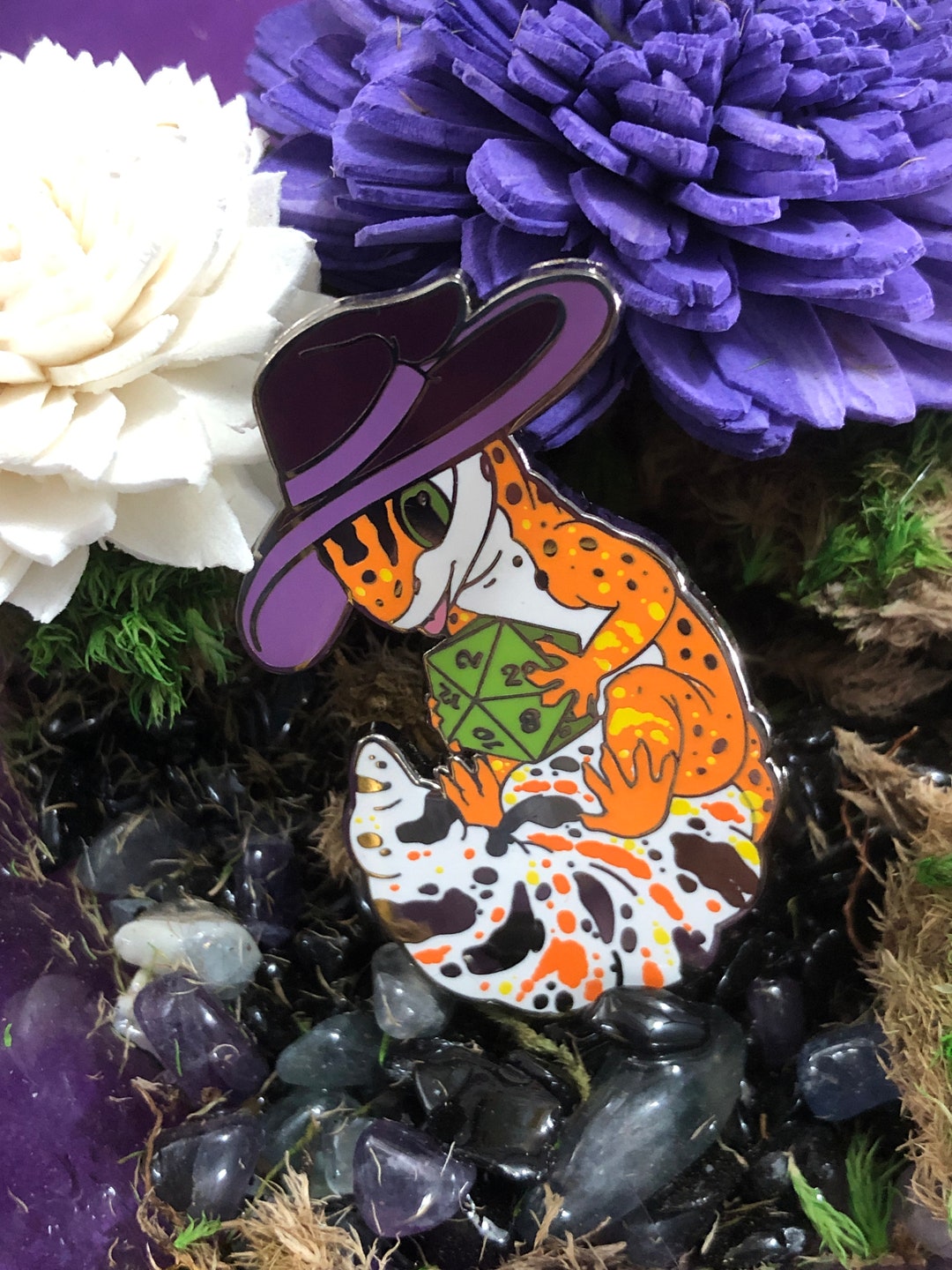 Spotted Spellcaster, Leopard Gecko Wizard Enamel Pin Orange - Etsy