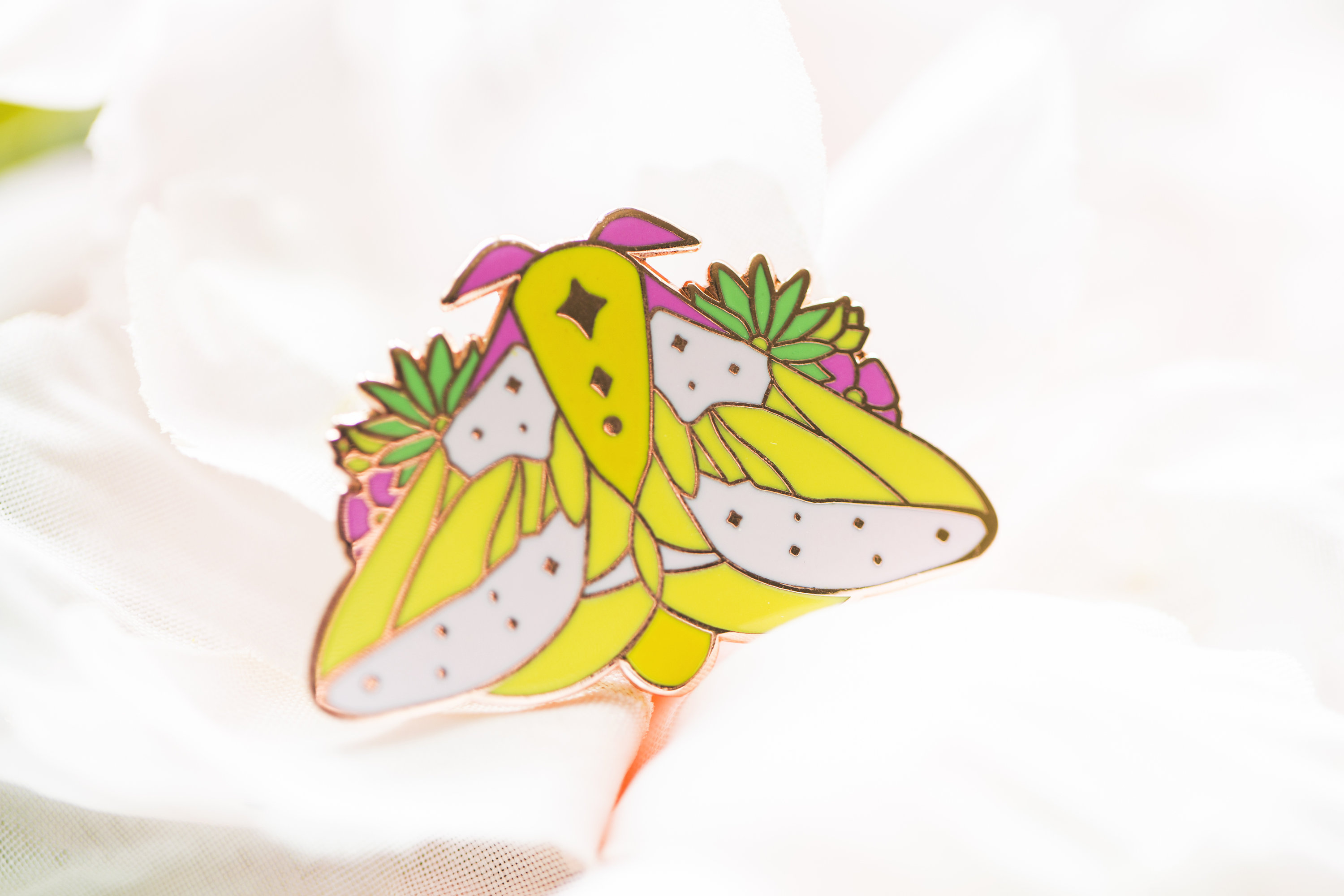 Rosy Maple Moth Enamel Pin - Etsy