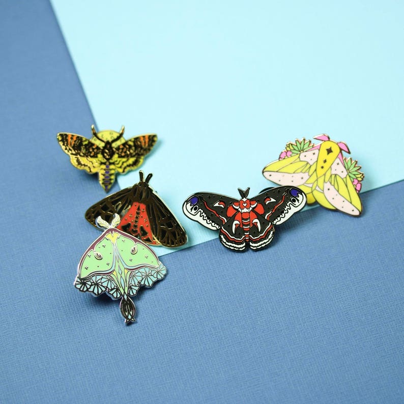 Rosy Maple Moth Enamel Pin - Etsy