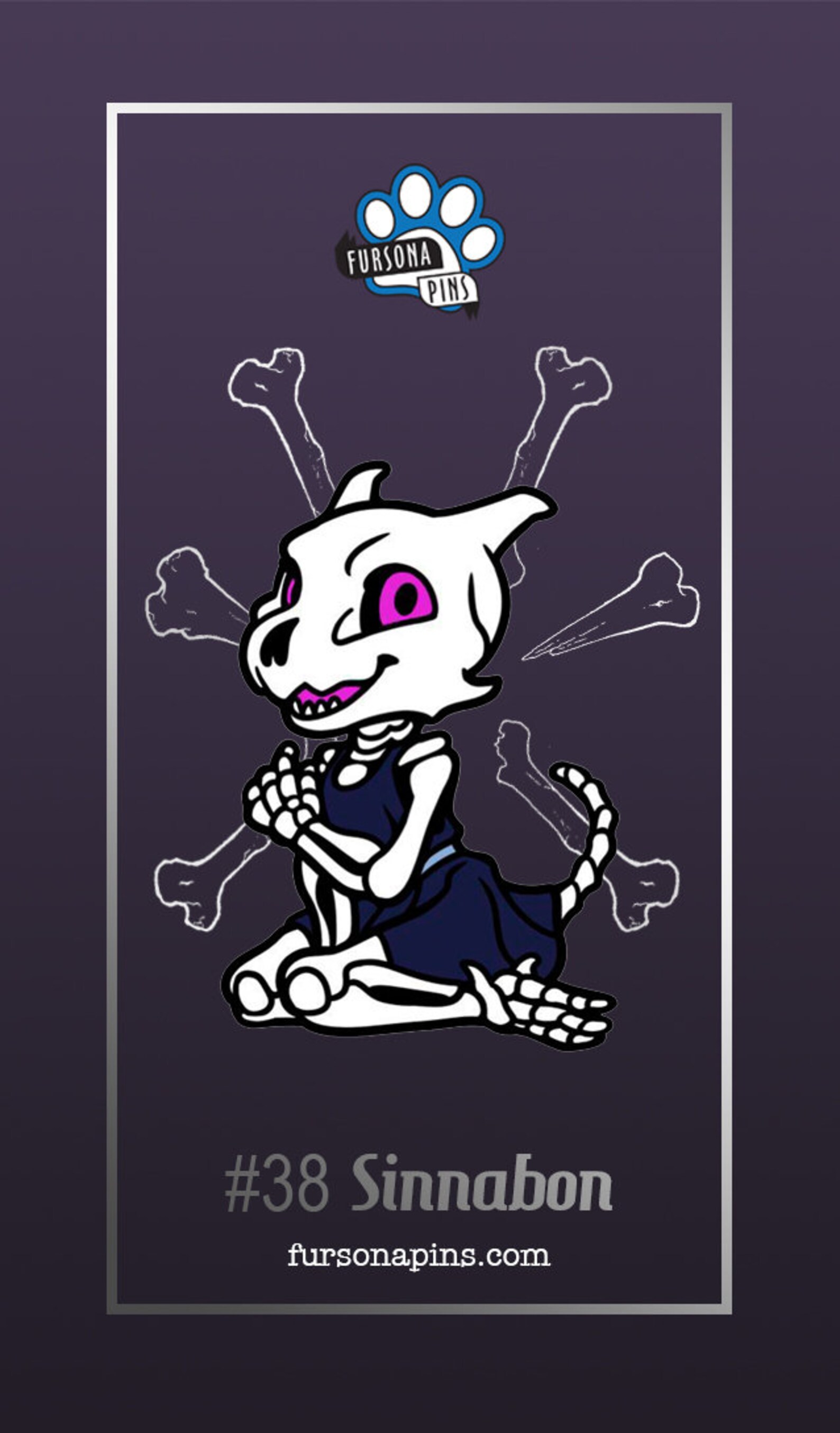 Sinsational Sinnabon Fursona Pin ID038 Skeleton Enamel Pin - Etsy