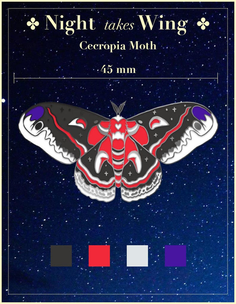 Cecropia Moth Enamel Pin - Etsy