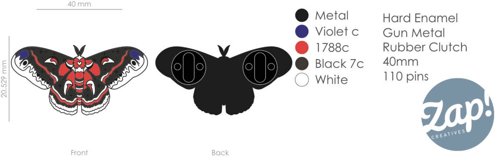 Cecropia Moth Enamel Pin - Etsy