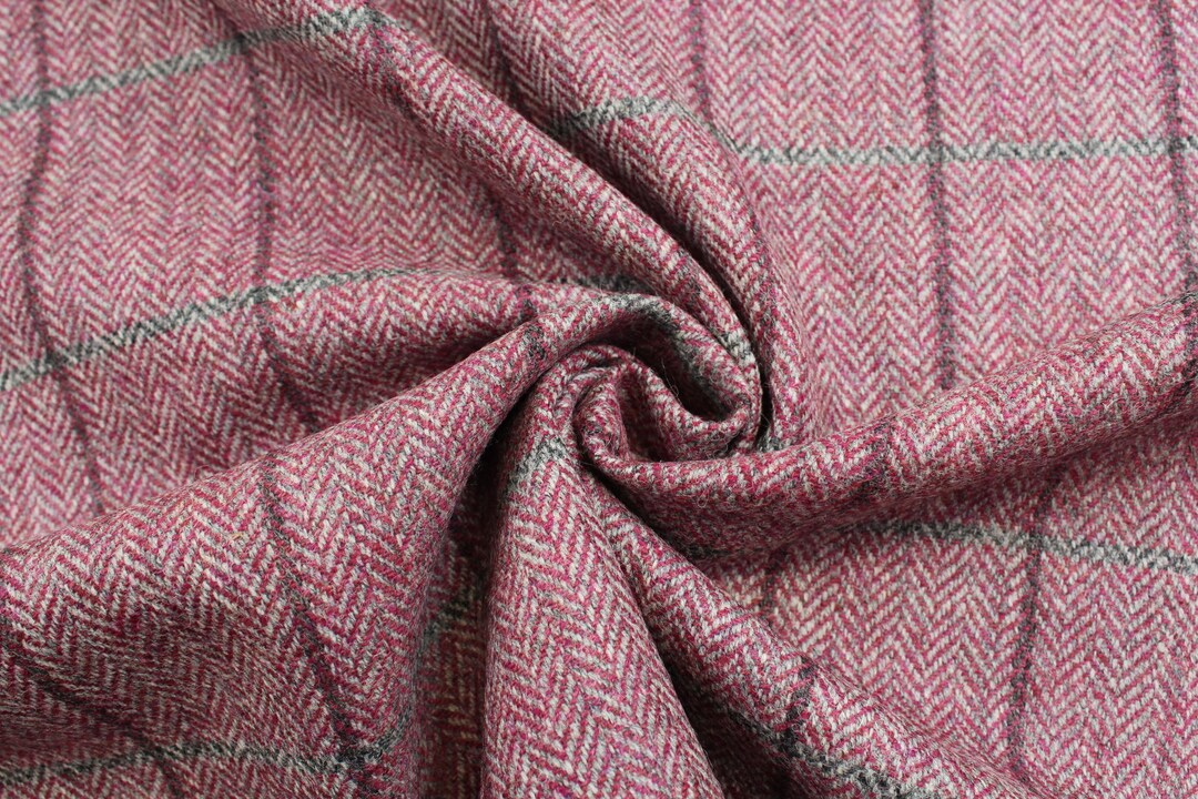 100% Wool Windowpane Check Tweed Fabric | DM34 - Etsy