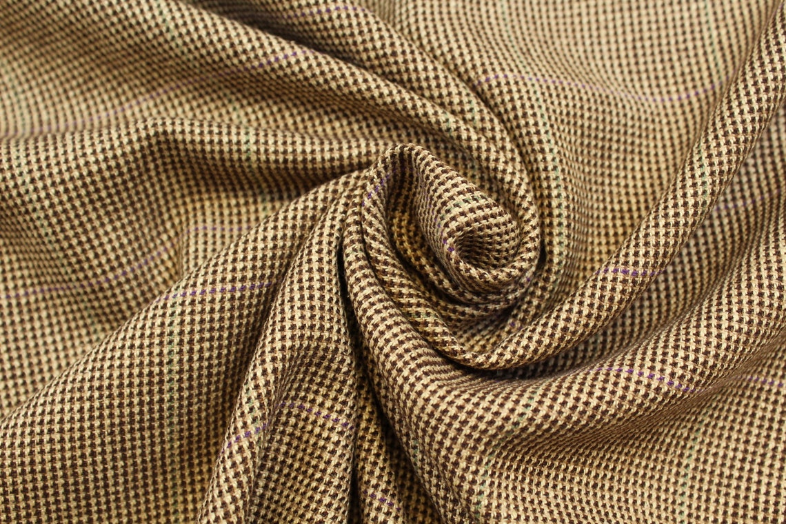 Lightweight Wool/silk Dogtooth Tweed Fabric with Windowpane - Etsy UK