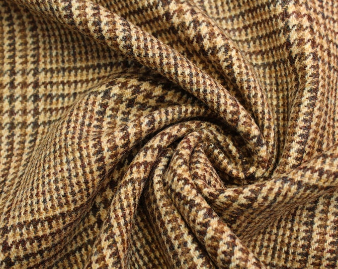 Pure New Wool Tweed Glen Check Fabric | DQ05 - Etsy