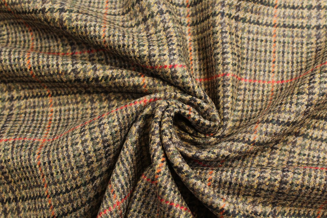 Pure New Wool Tweed Glen Check Fabric DM24 - Etsy