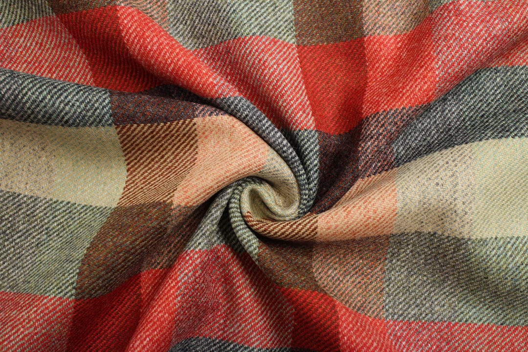 100% Wool Tweed Block Check Design Fabric | DR11 - Etsy