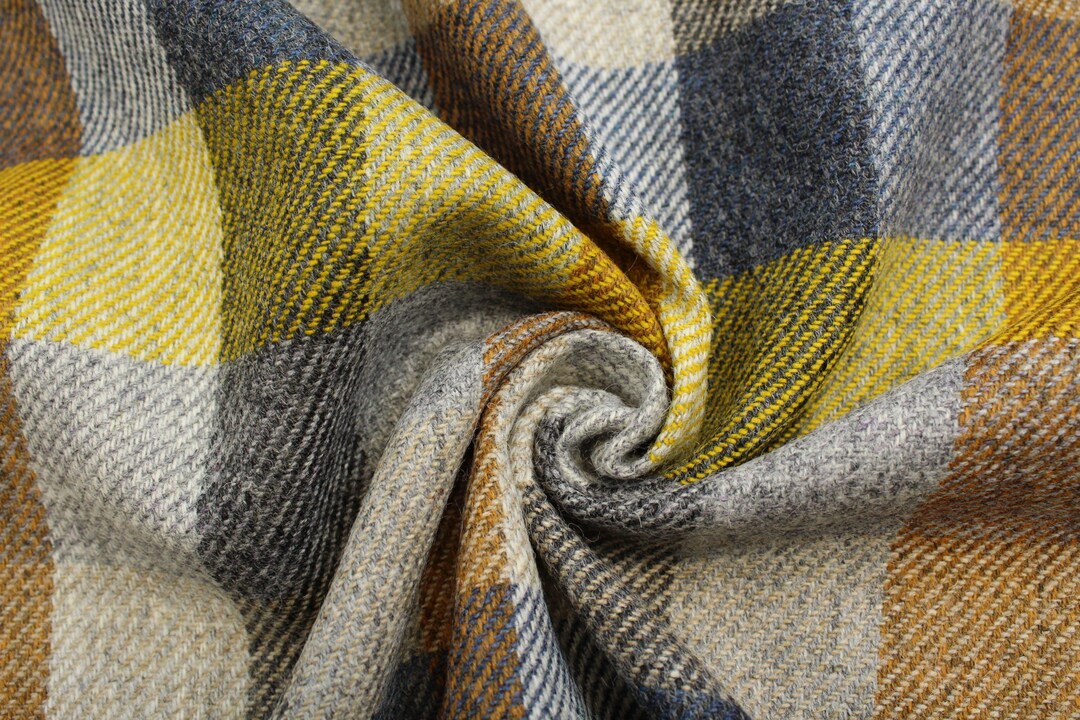 100% Wool Tweed Block Check Design Fabric | DQ14 - Etsy