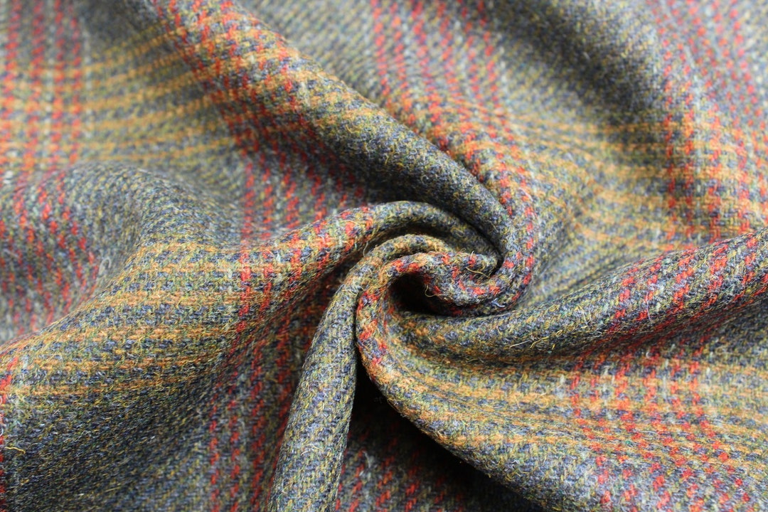 Pure New Wool Check Tweed Fabric | DM58 - Etsy