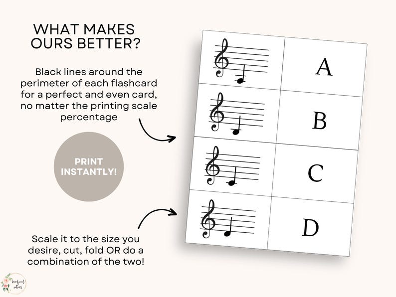 Music Notes Flash Cards Printable | Treble Clef and Bass Clef ...