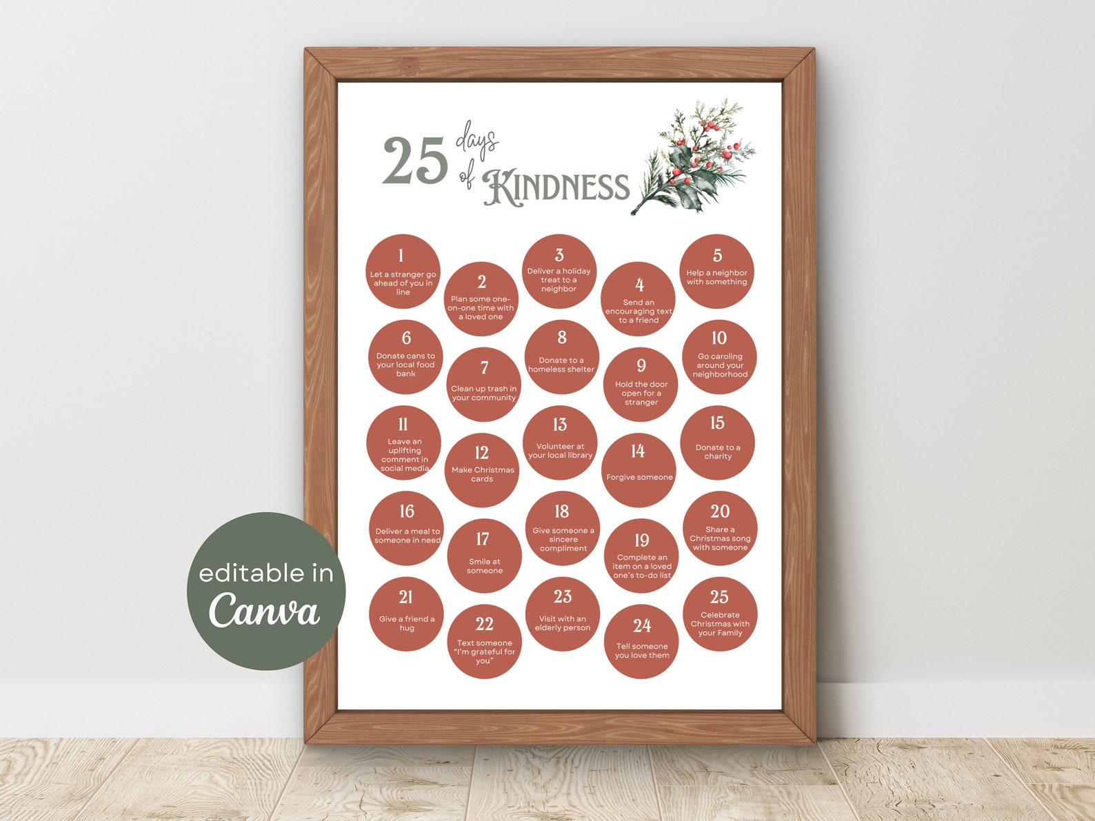 Christmas 25 Days of Kindness Editable Printable | Kids Activity ...