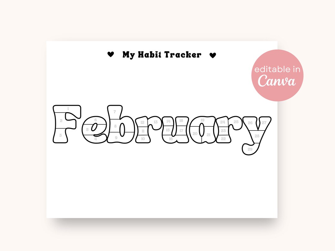 February Habit Tracker Leap Year Editable Printable Daily Workout ...