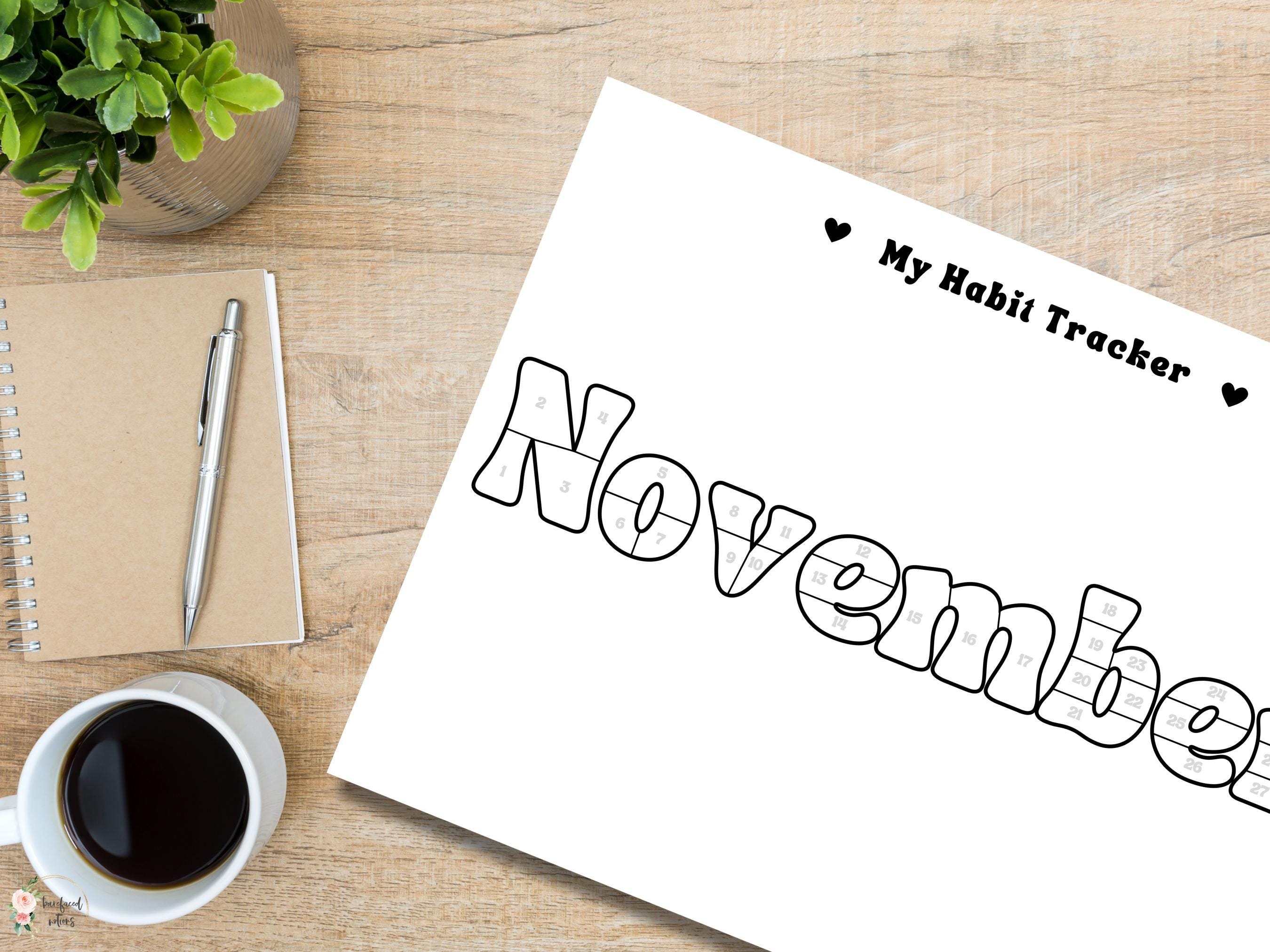 November 2024 Habit Tracker Editable Printable | Daily Workout Reading ...