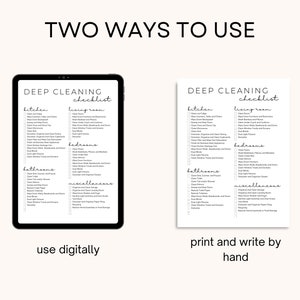Deep Cleaning Checklist Printable | Minimalist Weekly Cleaning Schedule ...